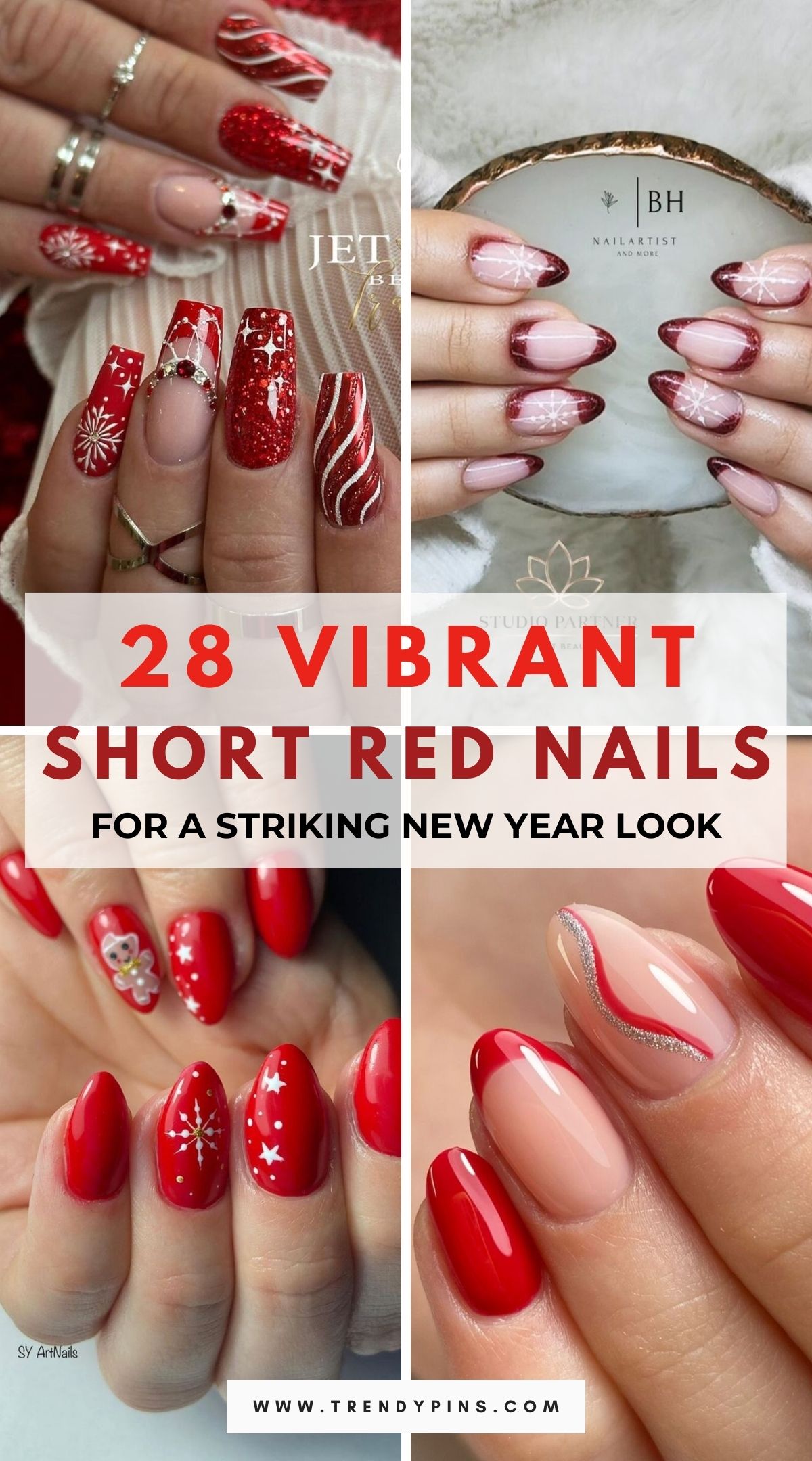28 Stunning Short Red Nail Designs for a Festive New Year's Celebration