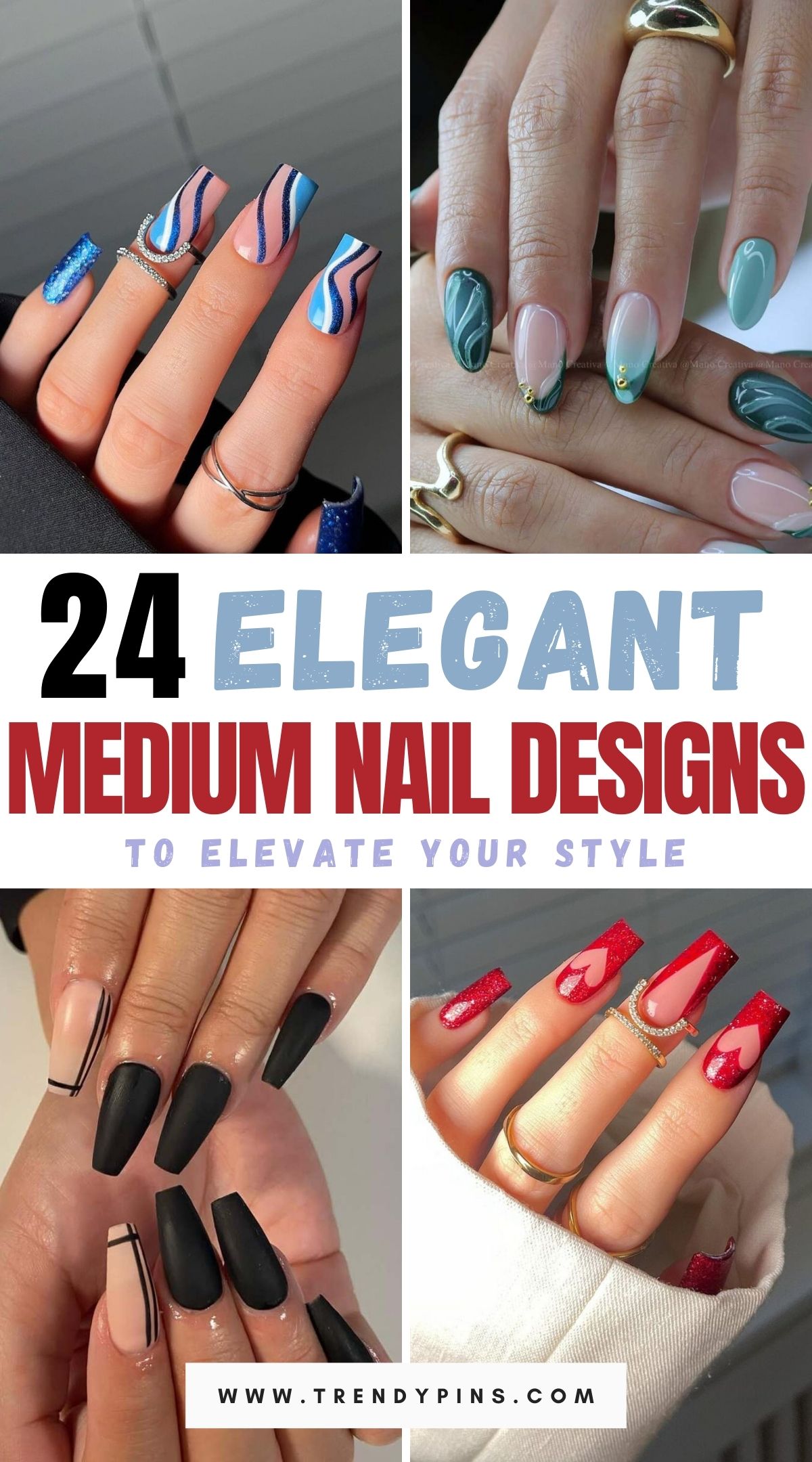 24 Ways to Embrace Elegance with Medium Nail Designs