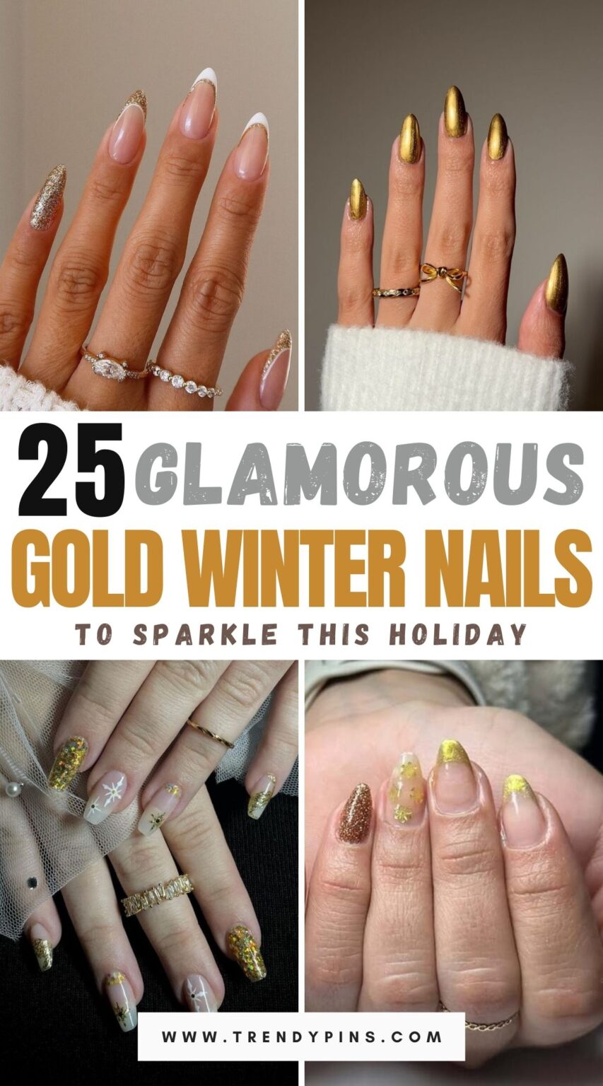 25 Glamorous Gold Winter Nail Ideas to Sparkle Your Holiday Season