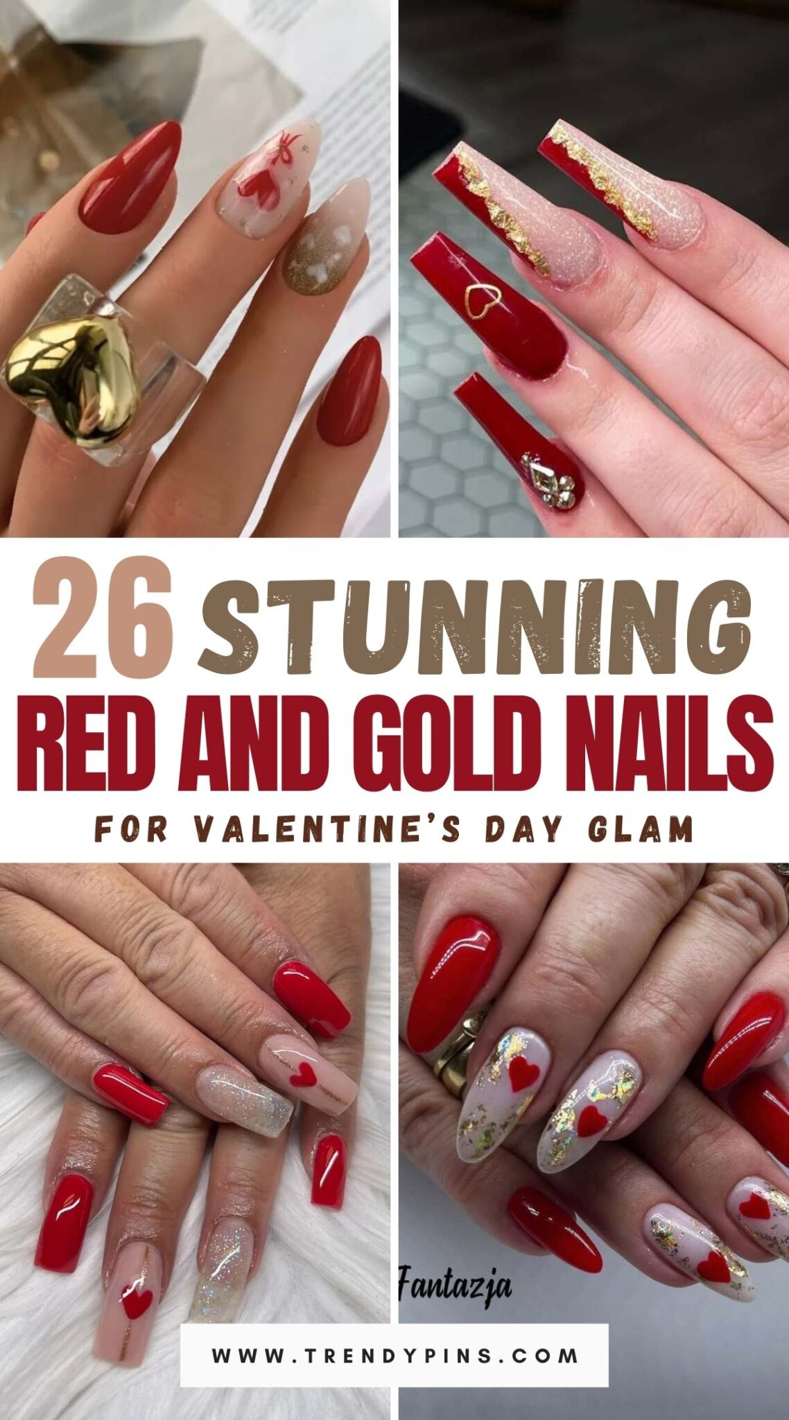 26 Red and Gold Valentine’s Day Nails for an Eye-Catching Manicure