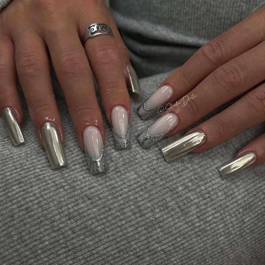 26 Spectacular Silver Nail Design Ideas for a Dazzling Look