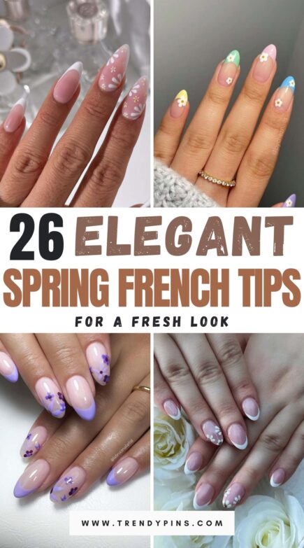 26 Beautiful Spring French Tip Nails with Florals and Pastels for a ...