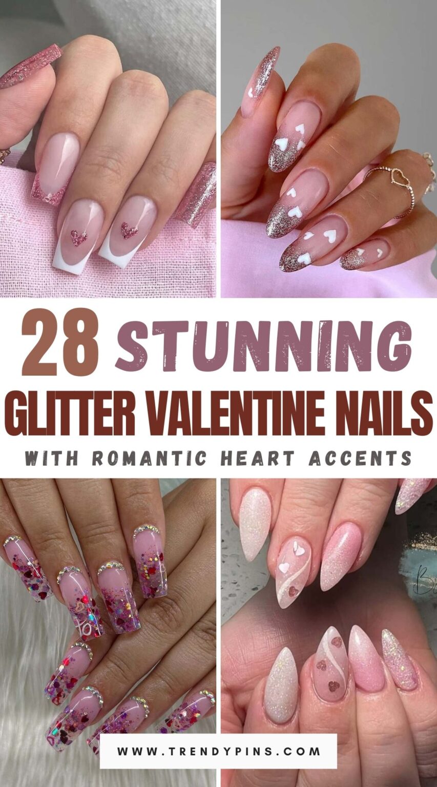 28 Glittering Valentine’s Day Nails with Heart Accents for a Romantic Look