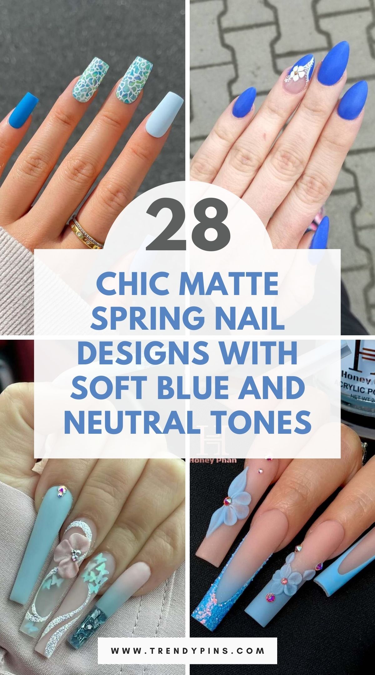 28 Matte Spring Nail Ideas Featuring Soft Blue and Nude Shades