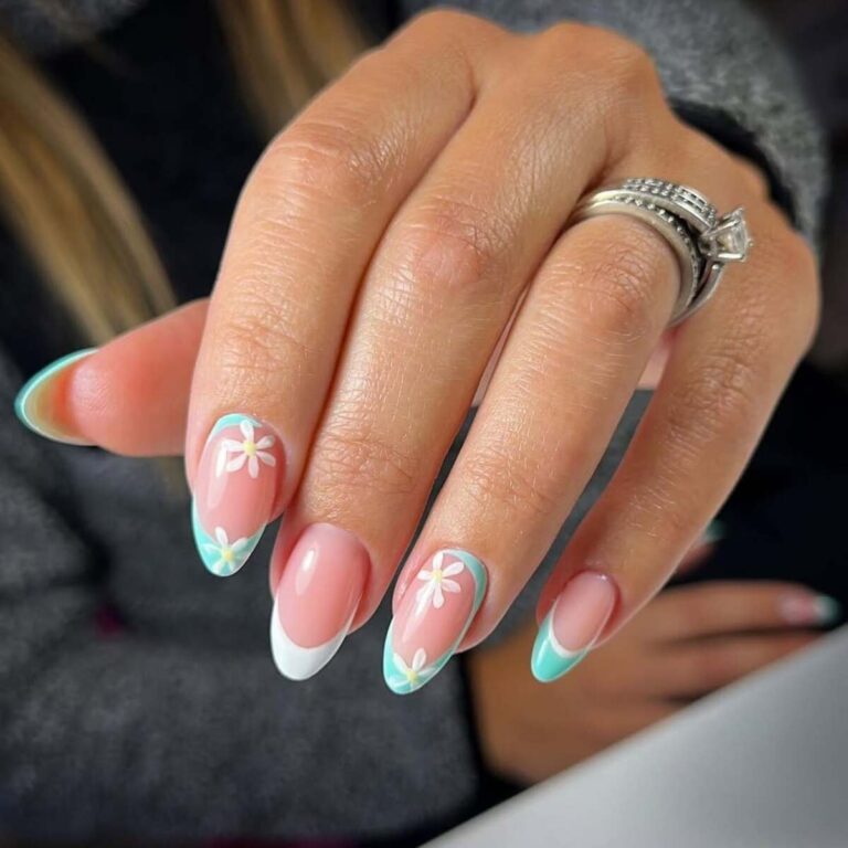 26 Beautiful Spring French Tip Nails with Florals and Pastels for a ...