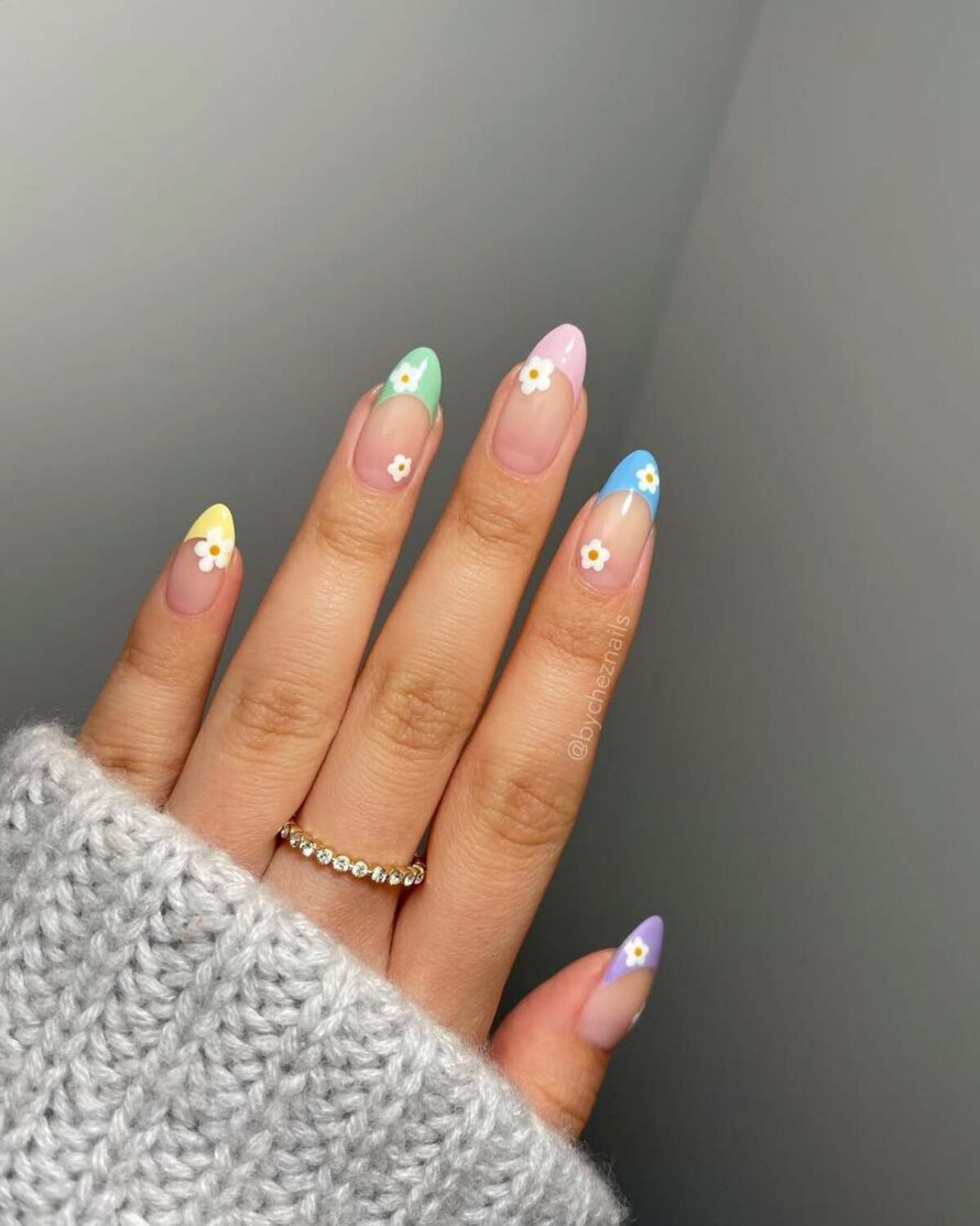 26 Beautiful Spring French Tip Nails with Florals and Pastels for a ...