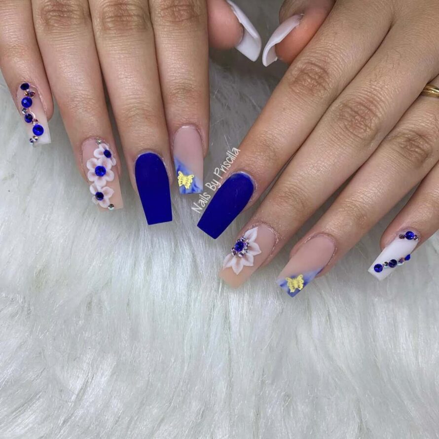 28 Matte Spring Nail Ideas Featuring Soft Blue and Nude Shades