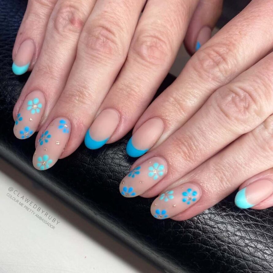 28 Matte Spring Nail Ideas Featuring Soft Blue and Nude Shades