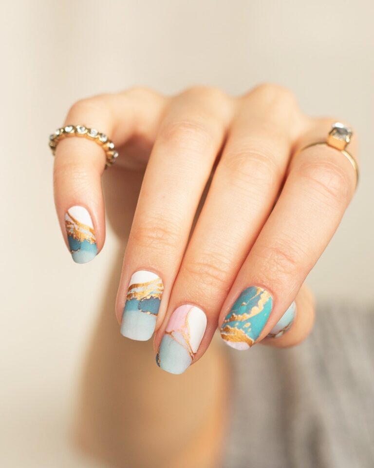 28 Matte Spring Nail Ideas Featuring Soft Blue and Nude Shades
