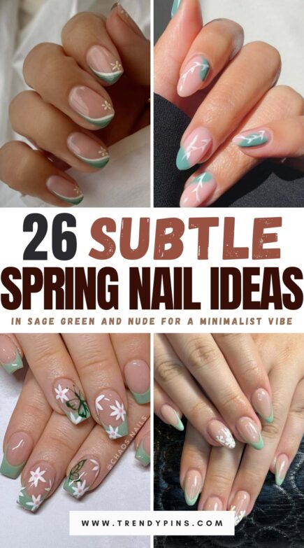 26 Subtle Spring Nails in Sage Green and Nude for a Minimalist Look