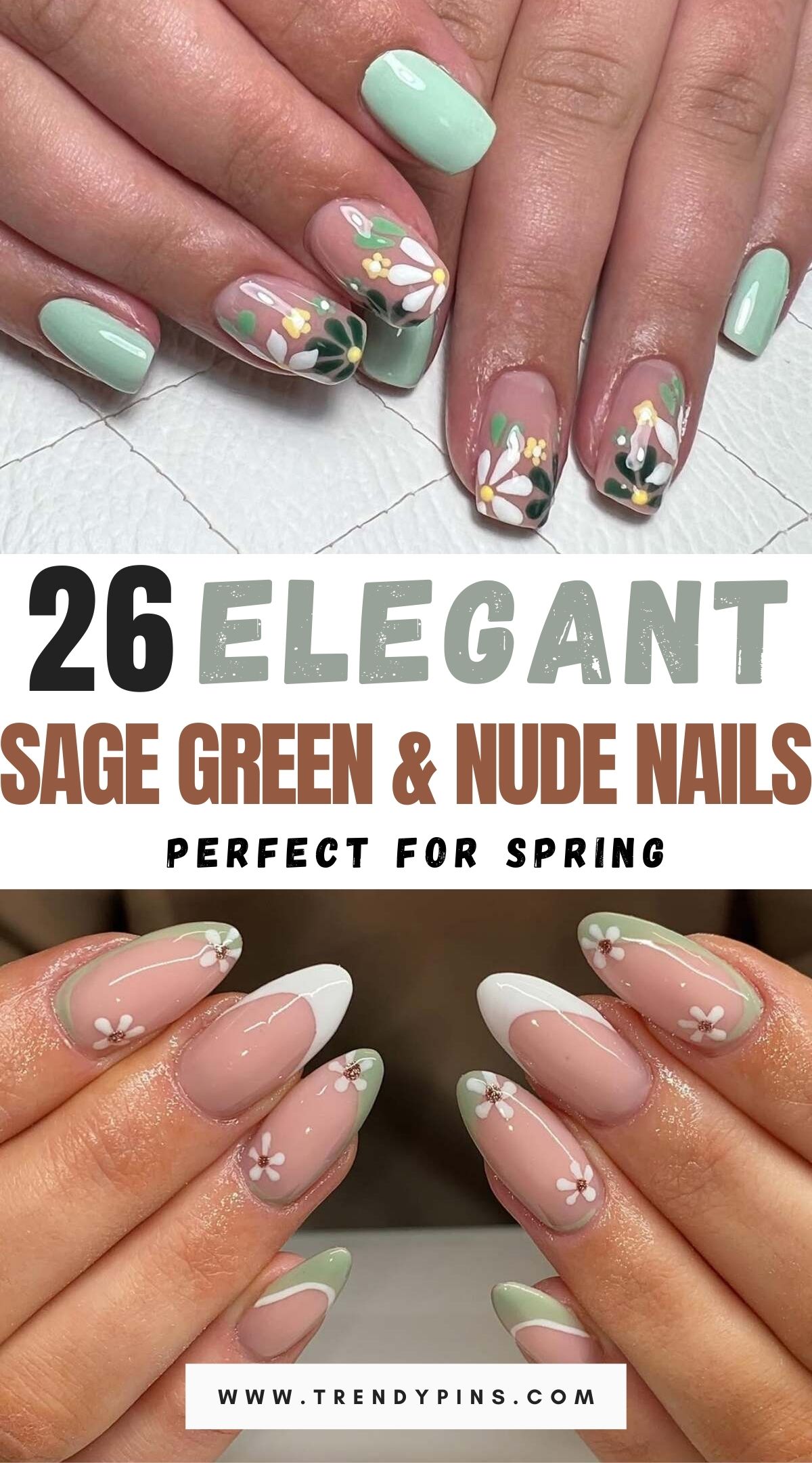 26 Subtle Spring Nails in Sage Green and Nude for a Minimalist Look