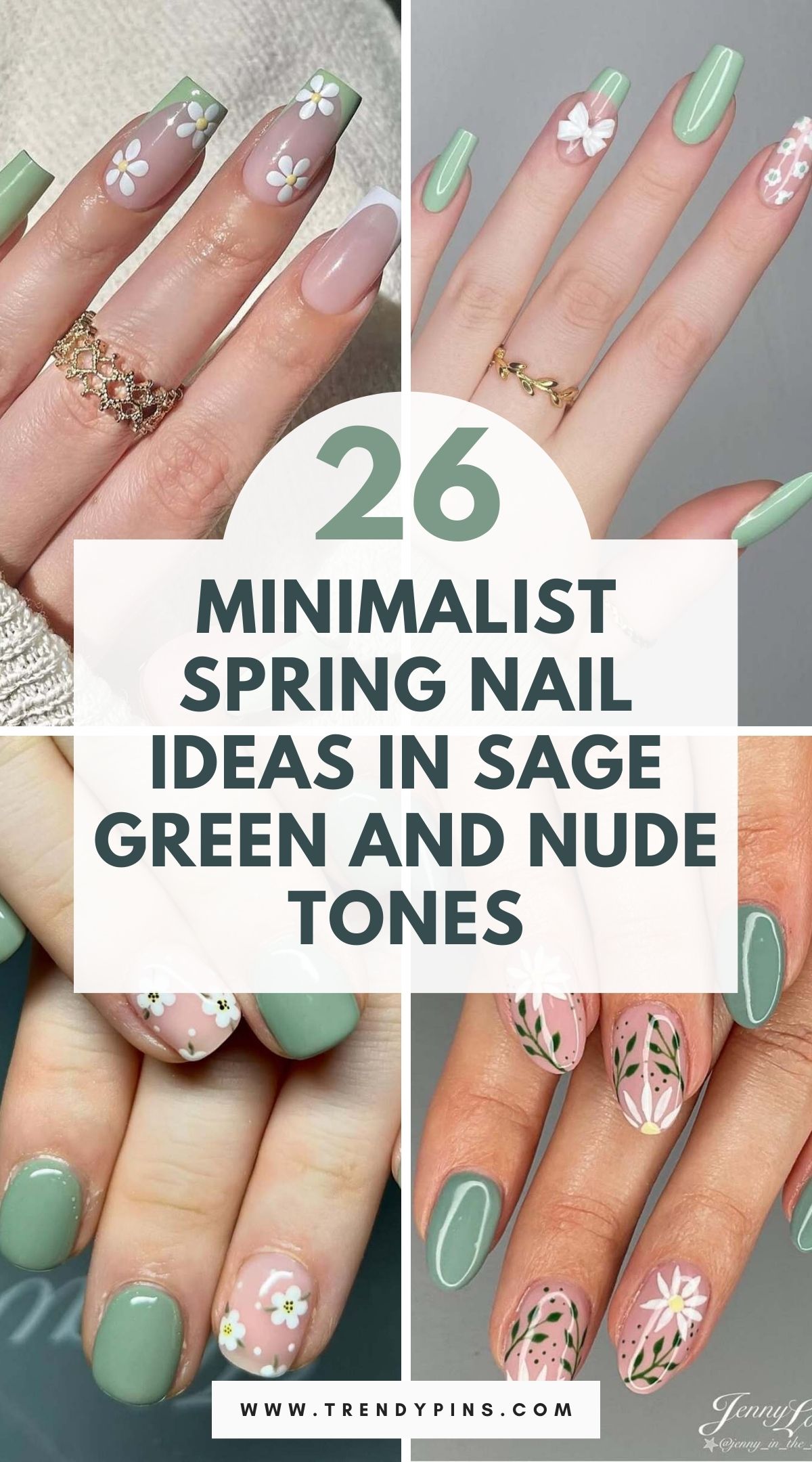 26 Subtle Spring Nails in Sage Green and Nude for a Minimalist Look