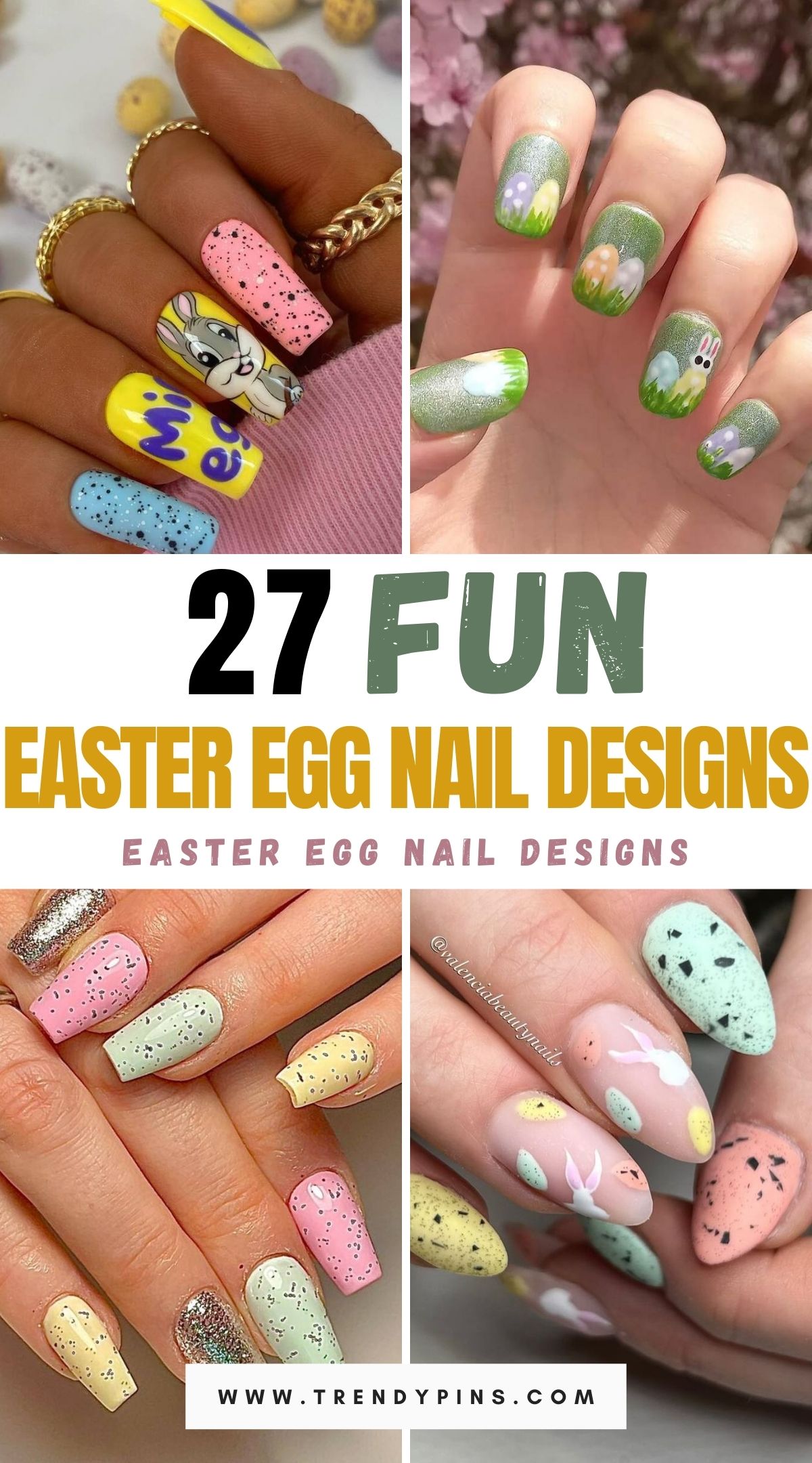 27 Fun Easter Egg Nail Designs with Pastel Colors and Glitter