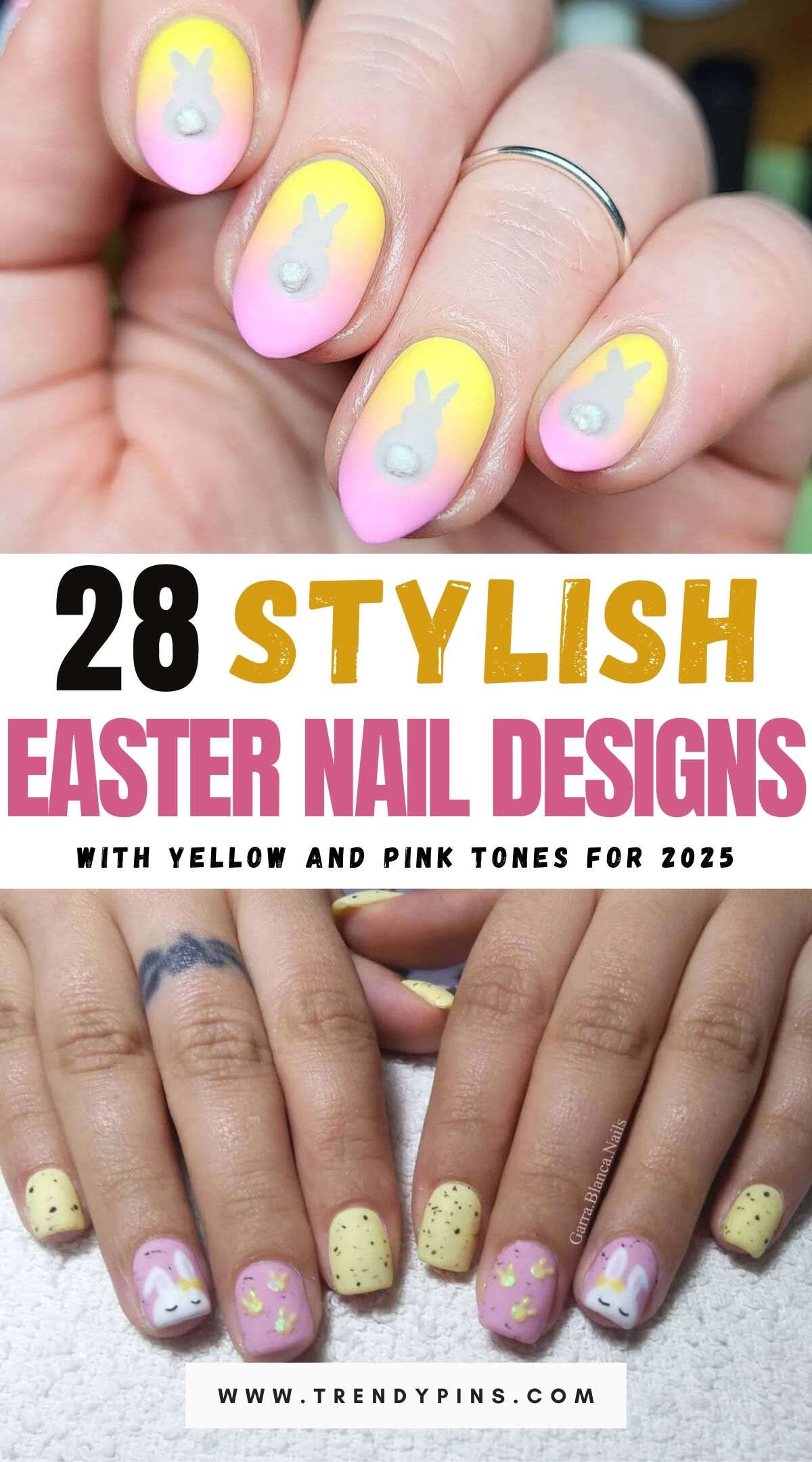 28 Chic Easter Nail Designs in Soft Yellow and Pink
