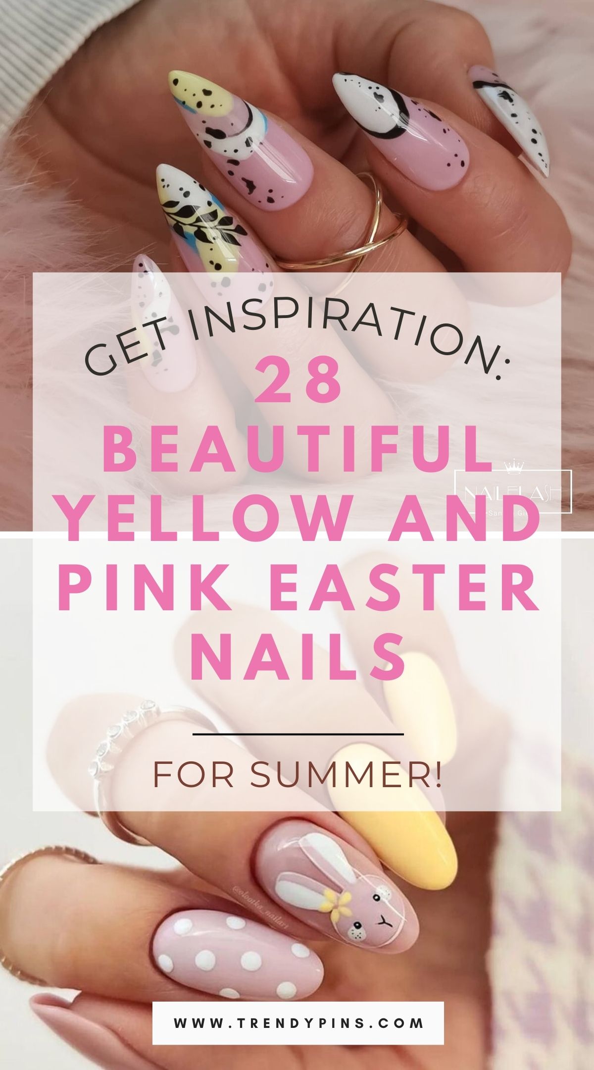 28 Chic Easter Nail Designs in Soft Yellow and Pink