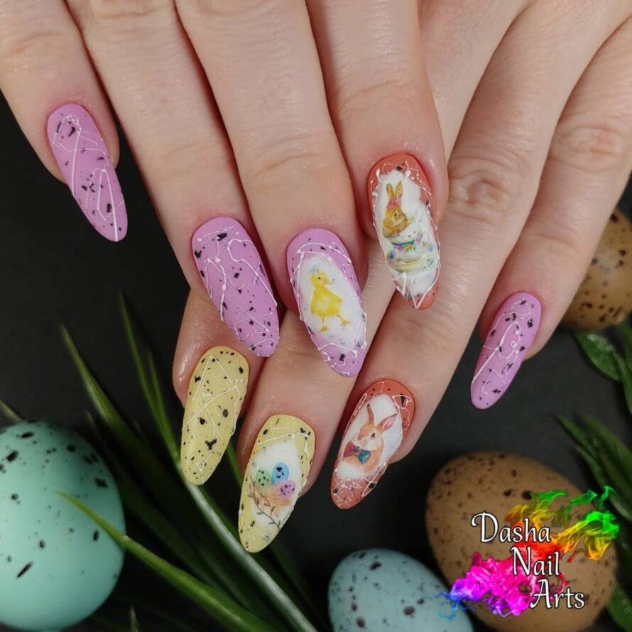 28 Chic Easter Nail Designs in Soft Yellow and Pink