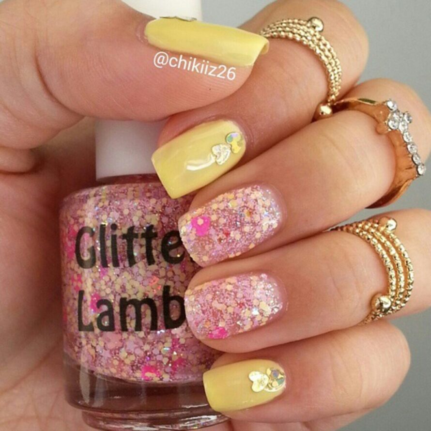 28 Chic Easter Nail Designs in Soft Yellow and Pink