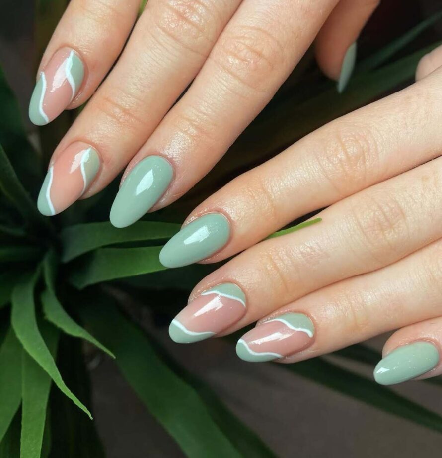 26 Subtle Spring Nails in Sage Green and Nude for a Minimalist Look