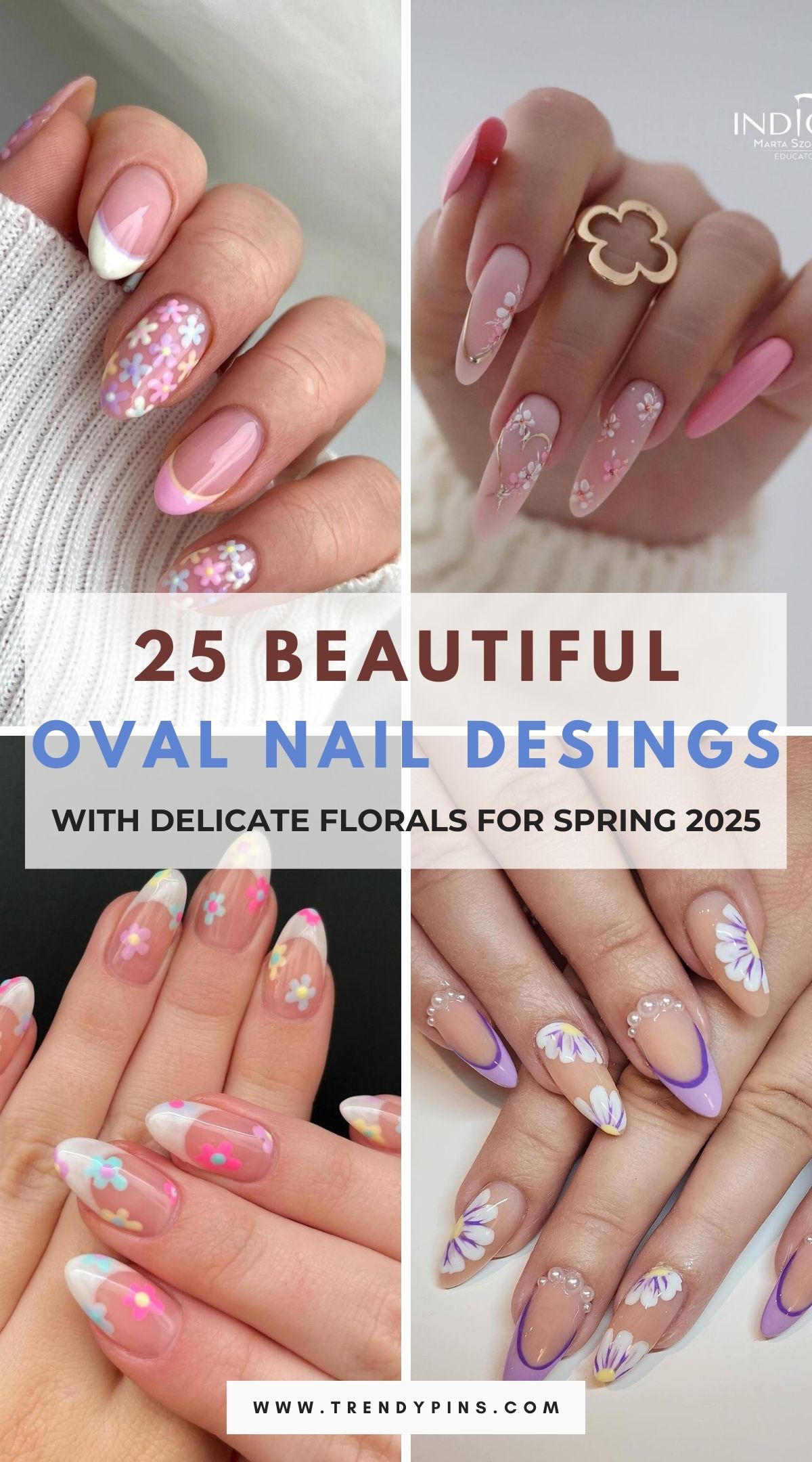 25 Gorgeous Oval Nails with Floral Accents Perfect for Spring 2025