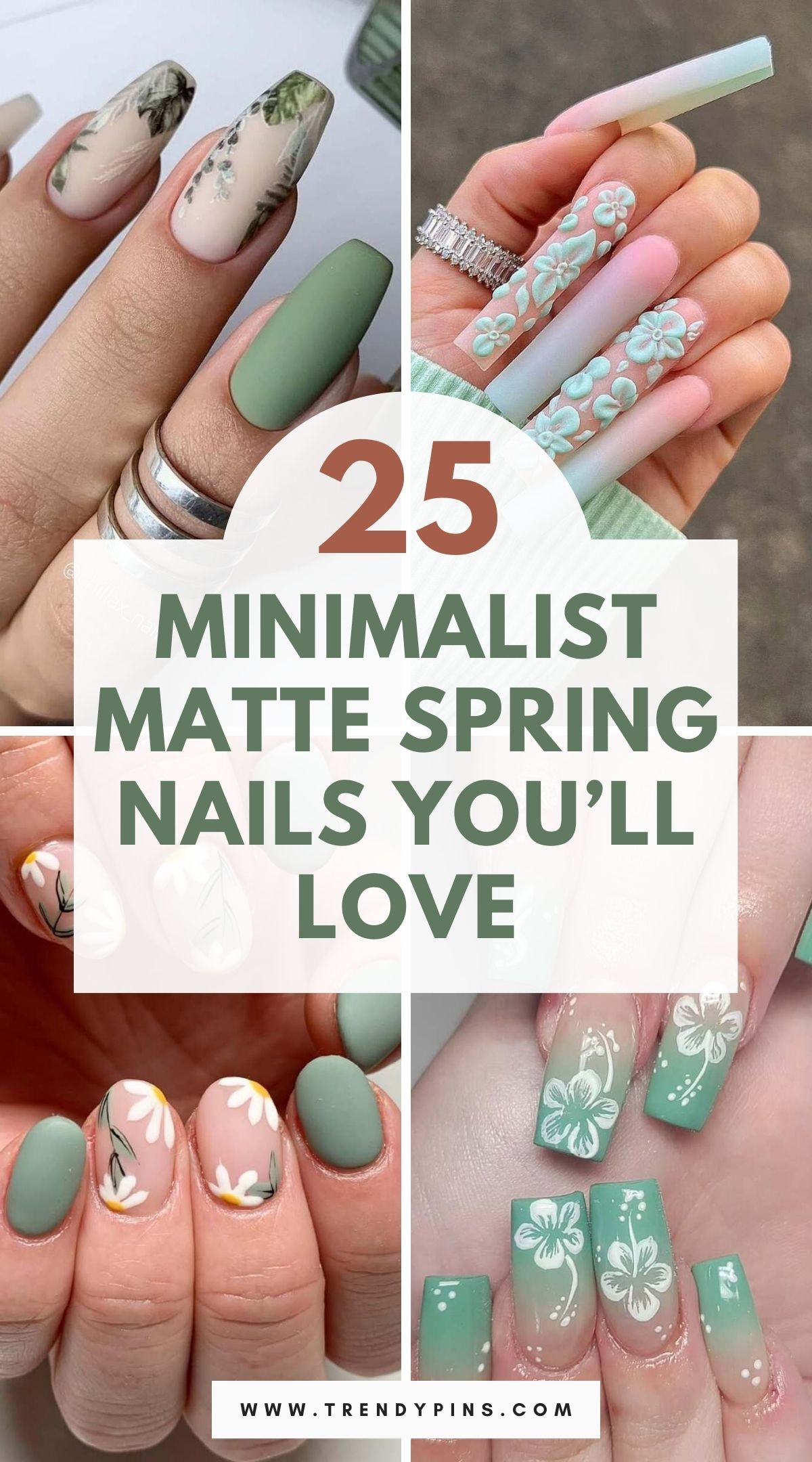 25 Soft Matte Spring Nails in Sage Green and Nude for a Minimalist Look