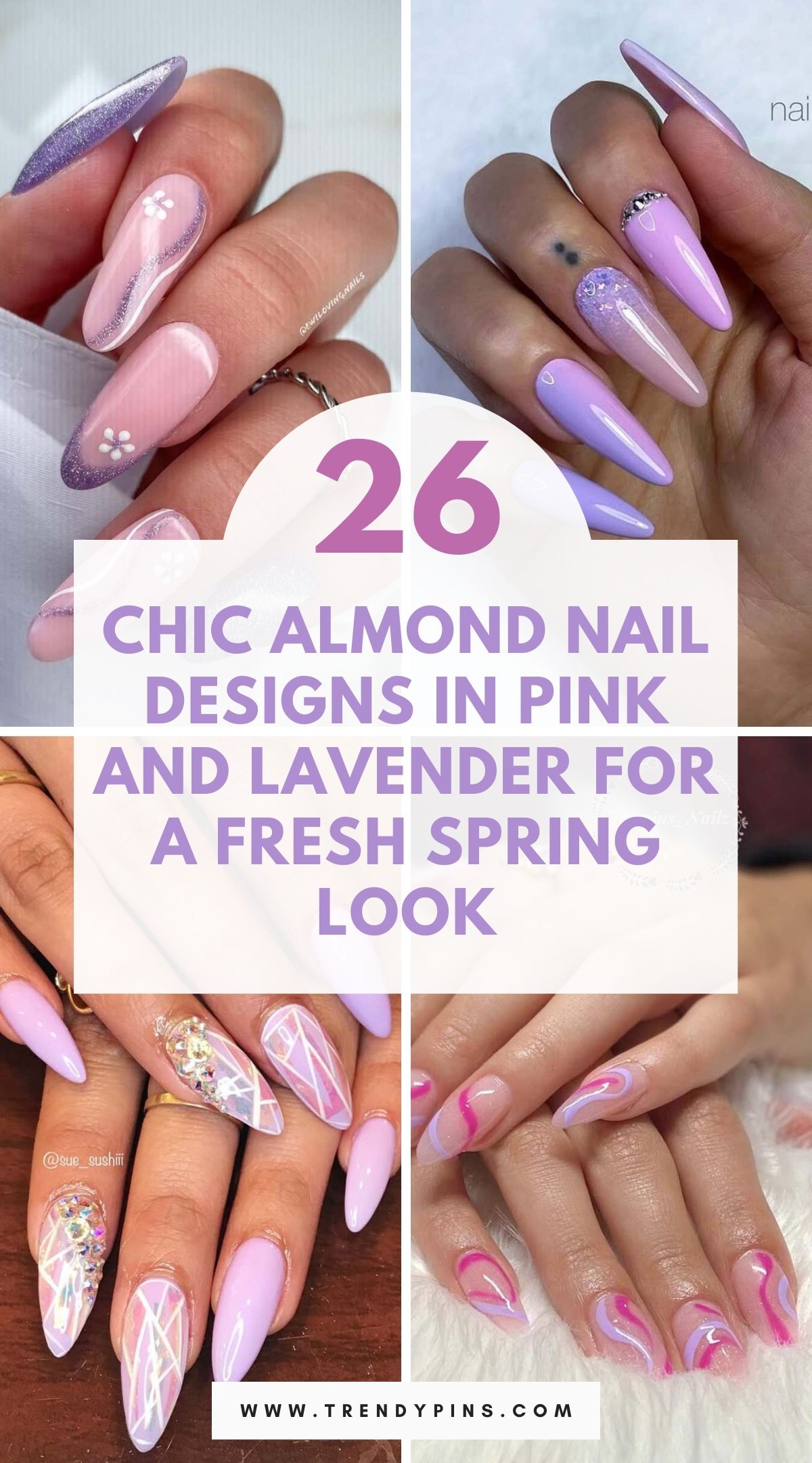 26 Almond Spring Nails in Soft Pink and Lavender for a Delicate Look