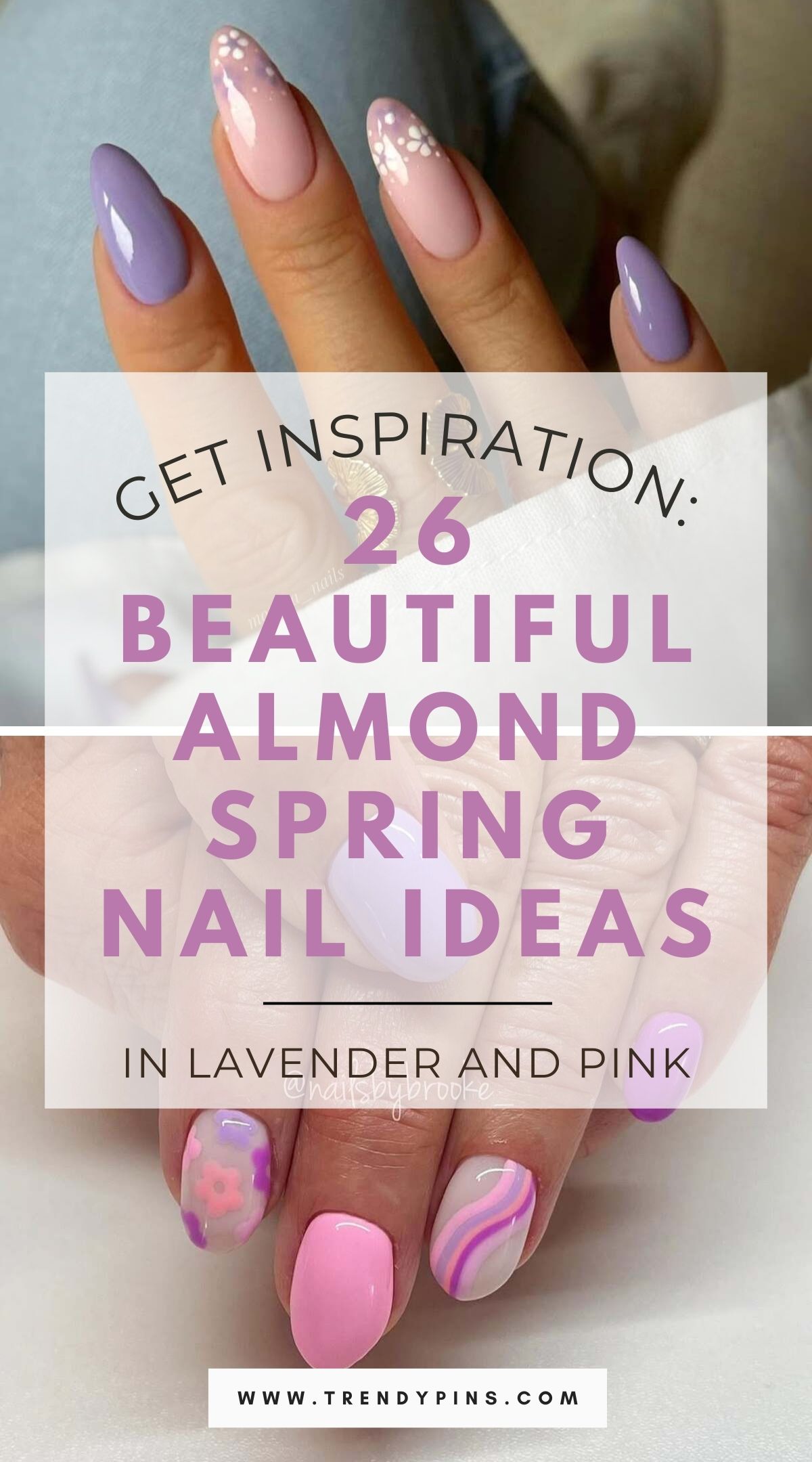 26 Almond Spring Nails in Soft Pink and Lavender for a Delicate Look