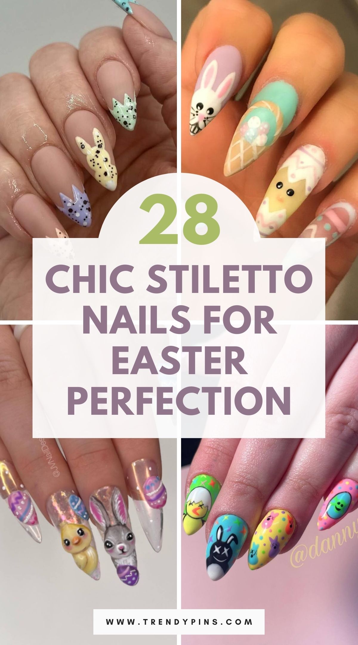 28 Easter-Themed Stiletto Nails with Bunny and Egg Art for a Bold Look