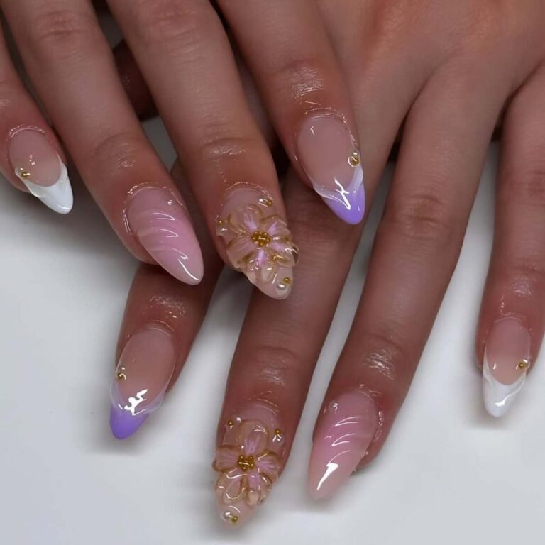 26 Almond Spring Nails in Soft Pink and Lavender for a Delicate Look