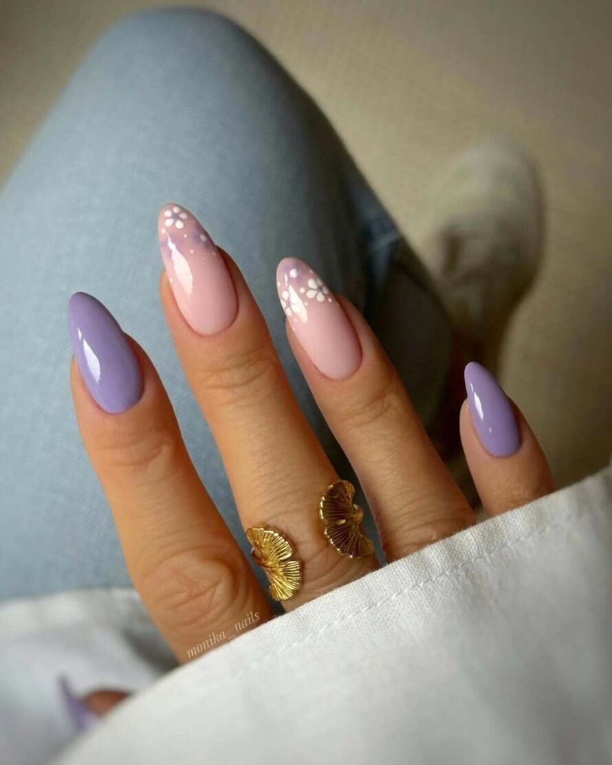 26 Almond Spring Nails in Soft Pink and Lavender for a Delicate Look