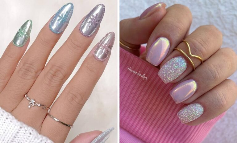 27 Glam Winter Nails with Glitter and Metallic Accents for the Holiday ...